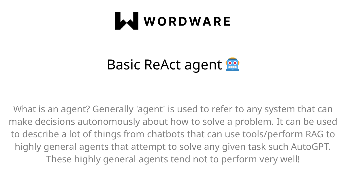 Wordware - Basic ReAct agent 🤖